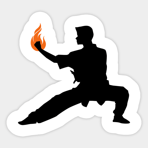Wushu Fire Flame Hand Silhouette Pose - Wushu - Sticker | TeePublic