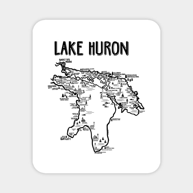 Lake Huron Map Lake Huron Magnet Teepublic