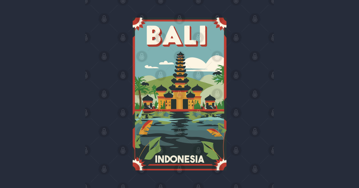 A Vintage Travel Art of Bali Indonesia - Bali - T-Shirt | TeePublic