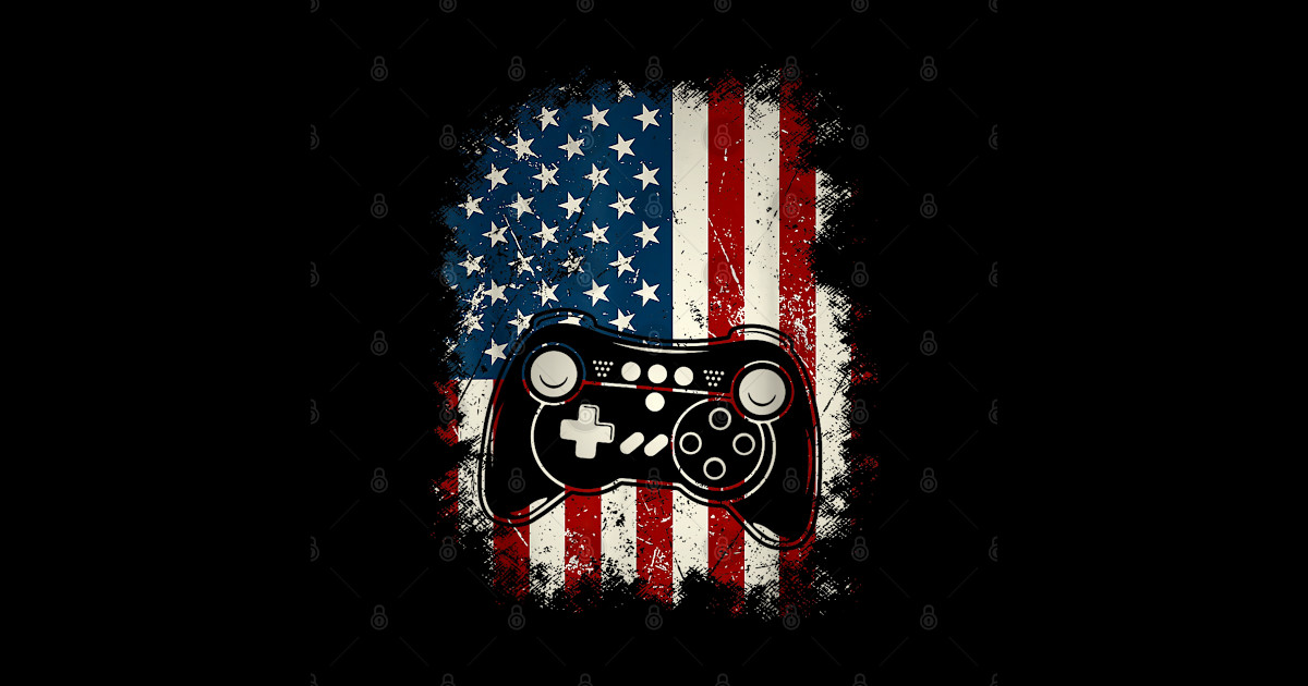 Patriotic Gamer 4th Of July Video Game American US Flag - Gamer 4th Of ...