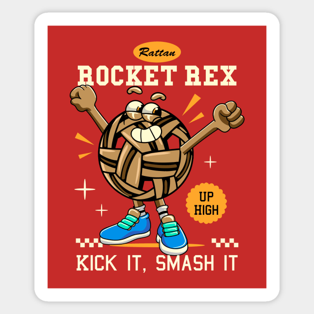 Takraw Ball Retro Cartoon - Takraw Ball Retro Cartoon - Sticker | TeePublic