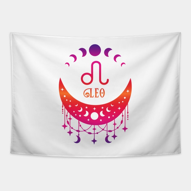 Rainbow Ombre Moon Phases and Leo Zodiac Symbol - Leo Zodiac Sign ...