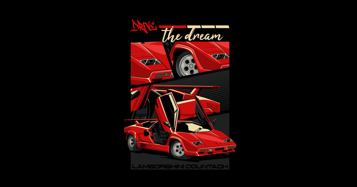 The Dream Lamborghini Countach - Lamborghini Countach - Sticker | TeePublic