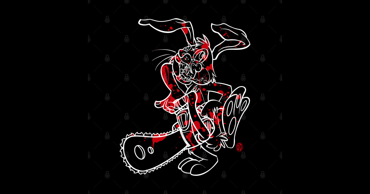 Chainsaw Bunny Cartoon - Rabbit - Sticker | TeePublic