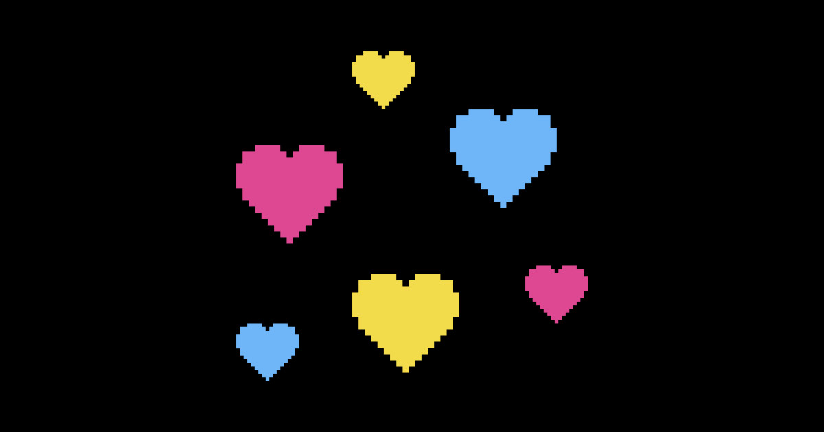 Pan Pride Hearts Pixel Art - 16 Bit - Sticker | TeePublic