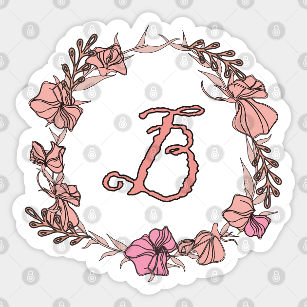 Letter B Rose Pink Initial Monogram - Letter b - Letter B - Sticker ...