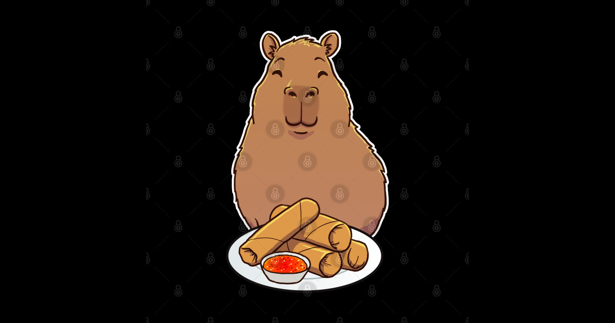 Capybara Spring Rolls - Capybara - Sticker | TeePublic