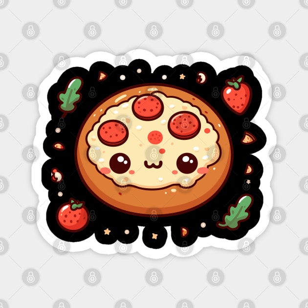 Cute Kawaii Pepperoni Pizza Illustration | Cutesy Design for Kawaii ...