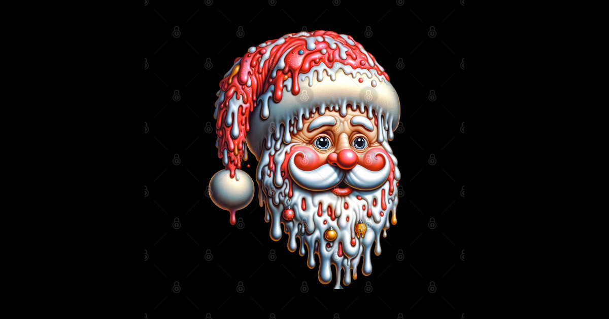 Surreal Melting Santa - Melting Santa - Sticker | TeePublic