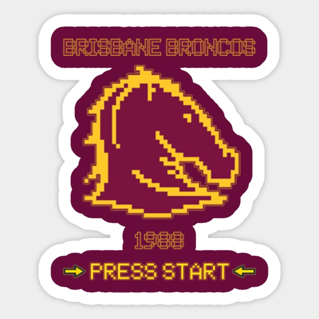 Brisbane - Pixel Art - RETRO BRONCOS - Rugby League - Sticker | TeePublic