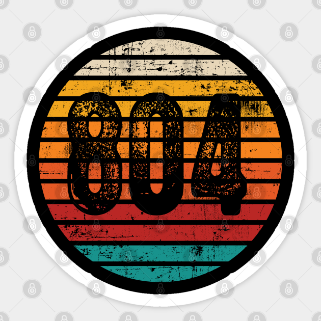 Distressed Vintage Sunset 804 Area Code - 804 Area Code - Sticker ...