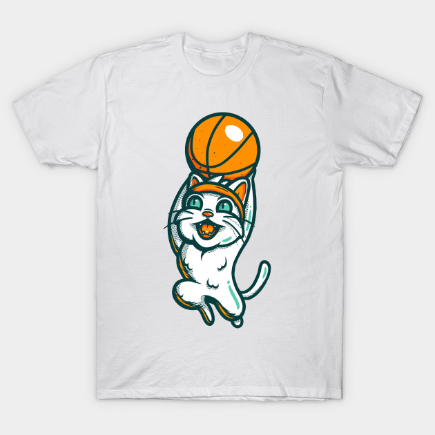 Dunk Cat - Basketball - T-Shirt | TeePublic