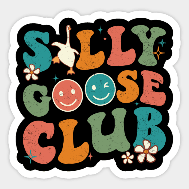 Retro Groovy Silly Goose Club Goose Meme Smile Face Trendy - Silly ...
