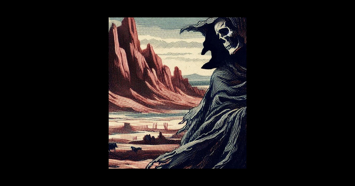 The Grim Reaper in a Desert Landscape - Grim Reaper Skeleton Desert ...