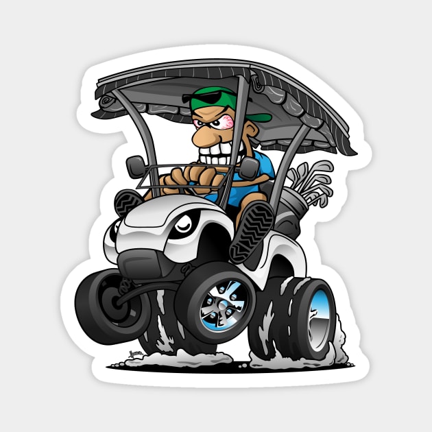 Funny Golf Cart Hotrod Golf Car Popping a Wheelie Cartoon - Golf Cart ...
