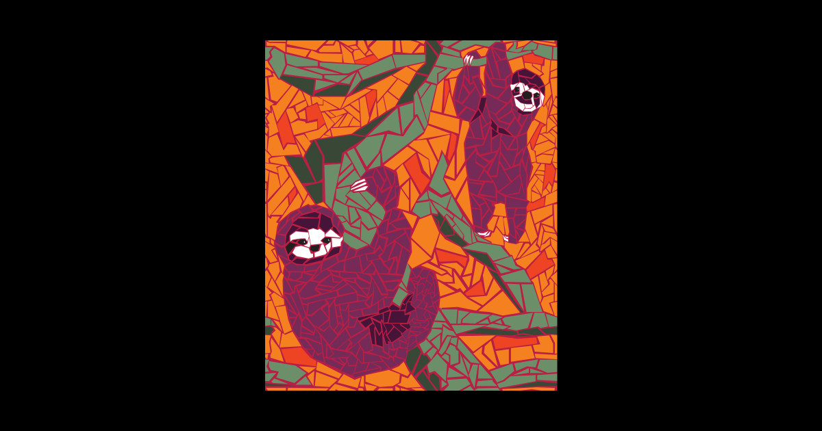 Hanging Sloth Mosaic - Sloths - Sticker | TeePublic