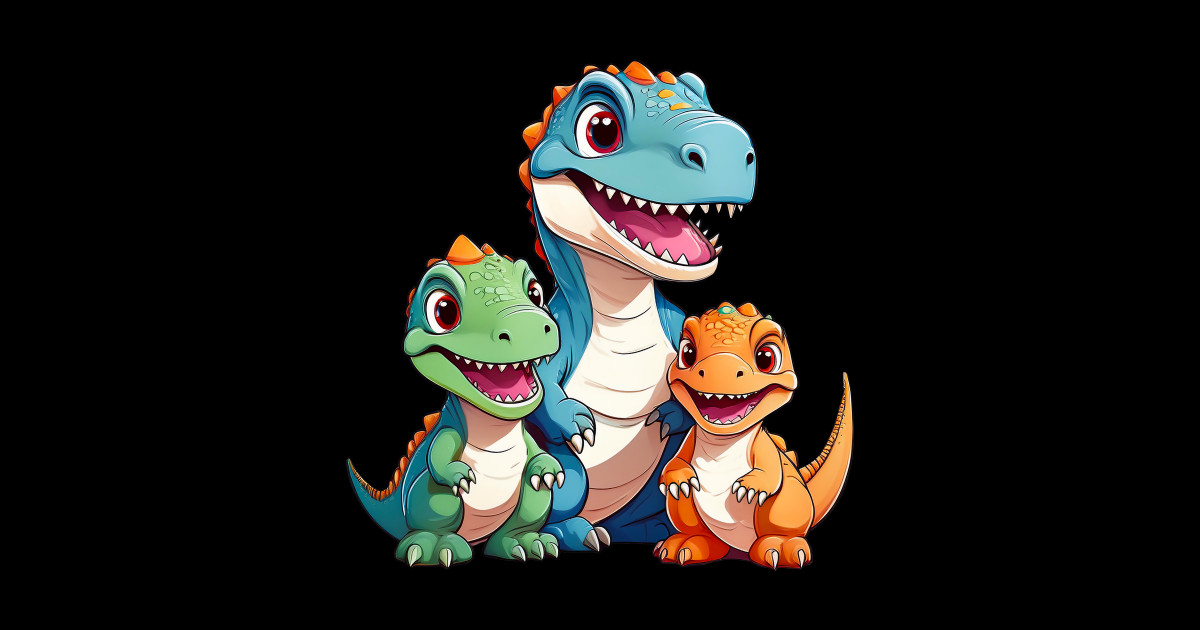 Colorful T-Rex Dinosaur Family - Dinosaur Family - Sticker | TeePublic
