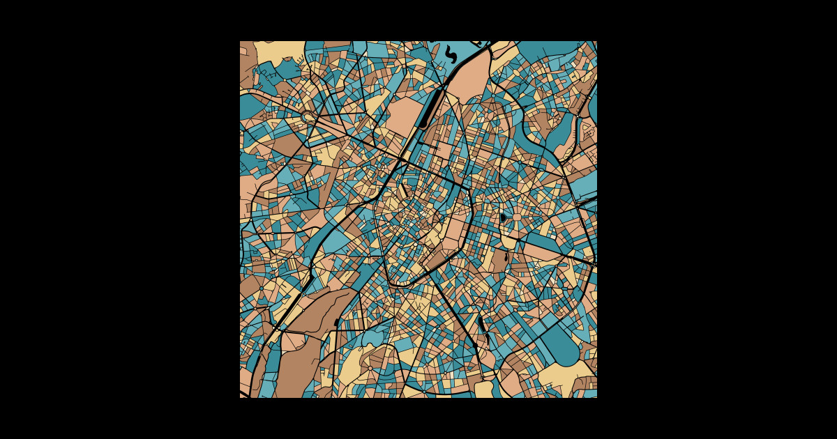 Brussels Map Pattern in Mid Century Pastel - Brussels Map - Sticker ...