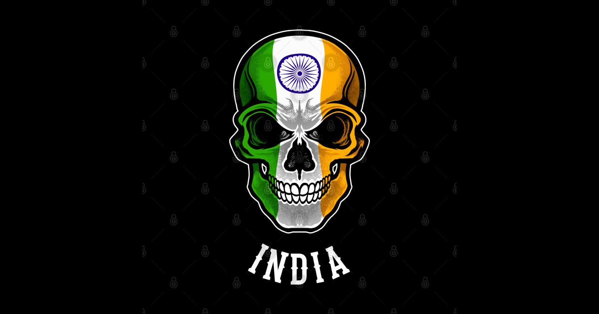 Indian Flag Skull India Patriotic Skeleton Heritage Sticker Teepublic