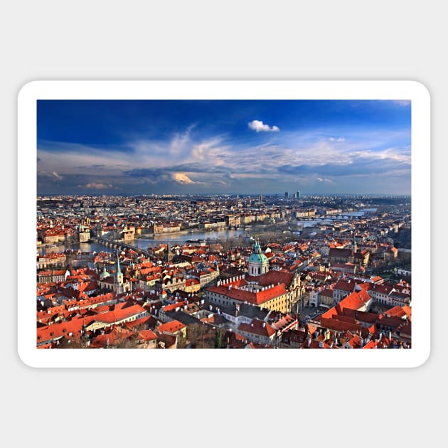 Panorama of Prague - Aerial - Sticker | TeePublic
