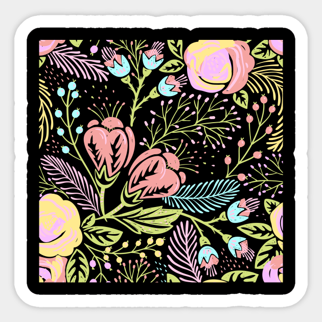 Flowers & Leaf Pattern - Flowers - Sticker | TeePublic