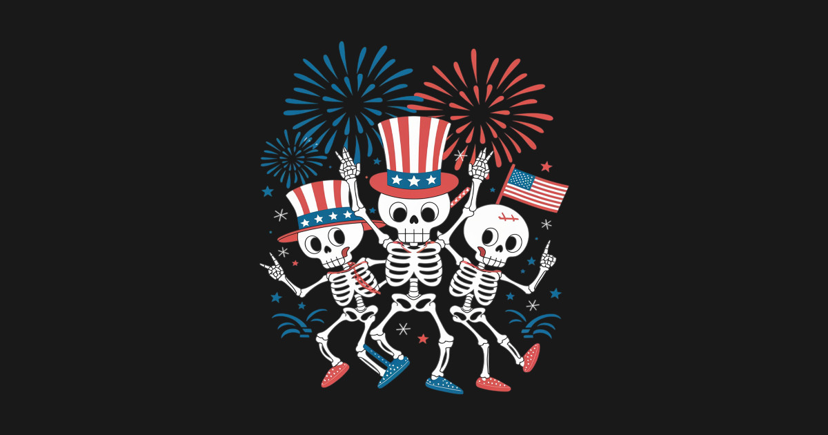 4th July Skeletons Dance Fireworks Patriotic - 4th July Skeletons Dance ...