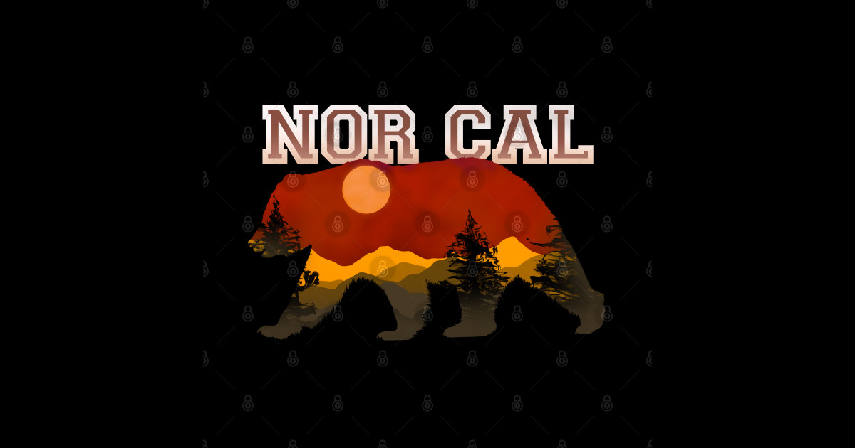 Nor Cal Sunset in bear silhouette - Nor Cal Bear - Sticker | TeePublic