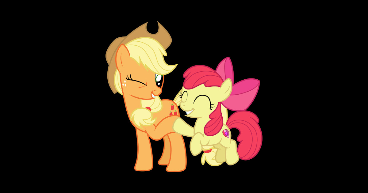 Applejack and Apple Bloom hoof bump - My Little Pony - Sticker | TeePublic