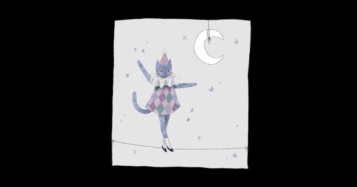 Moon Kitty Tightrope Circus Act - Tightrope Walker - Sticker | TeePublic