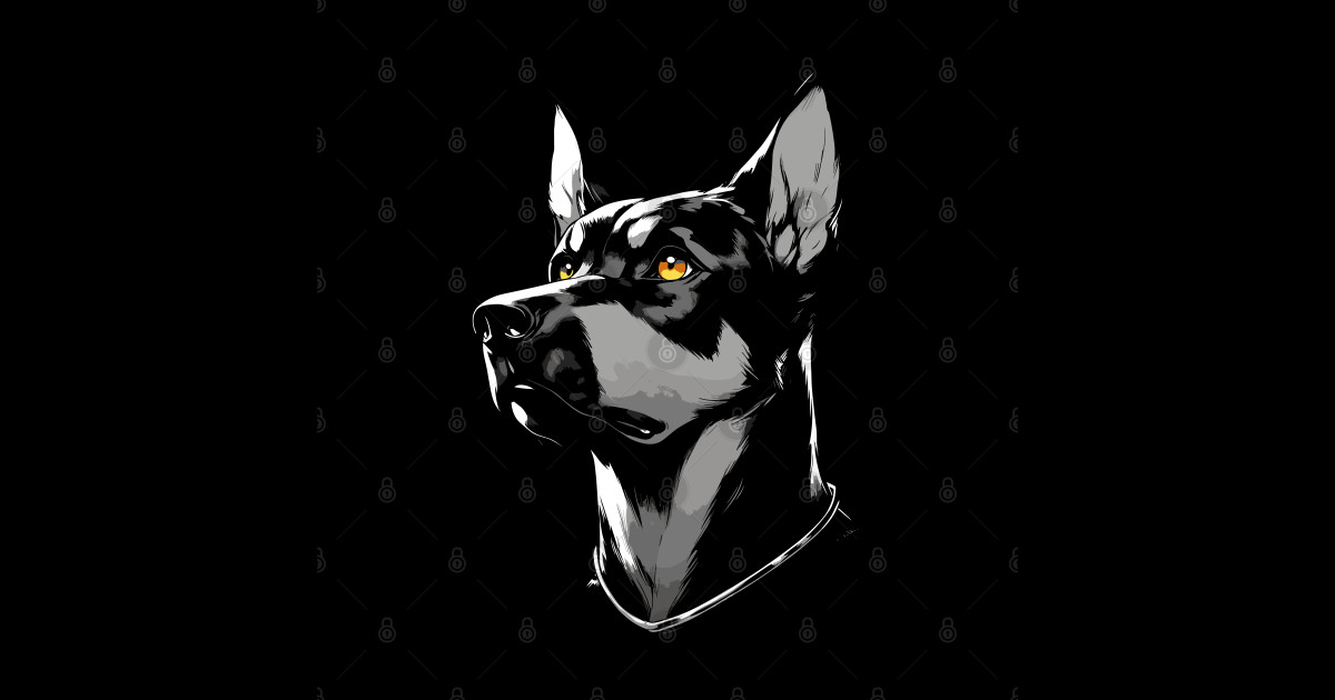 Stunning and Cool German Pinscher Monochrome and Gold Portrait for ...