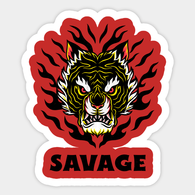 Savage Tiger - Tiger - Sticker | TeePublic