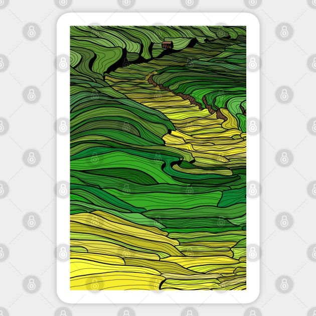 Sapa Rice Terraces - Rice Field - Sticker | TeePublic