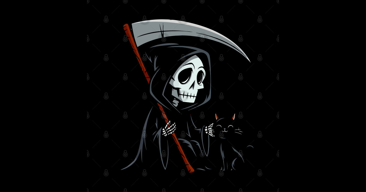 Grim Reaper Black Cat – Spooky Halloween Cat Lover - Grim Reaper ...