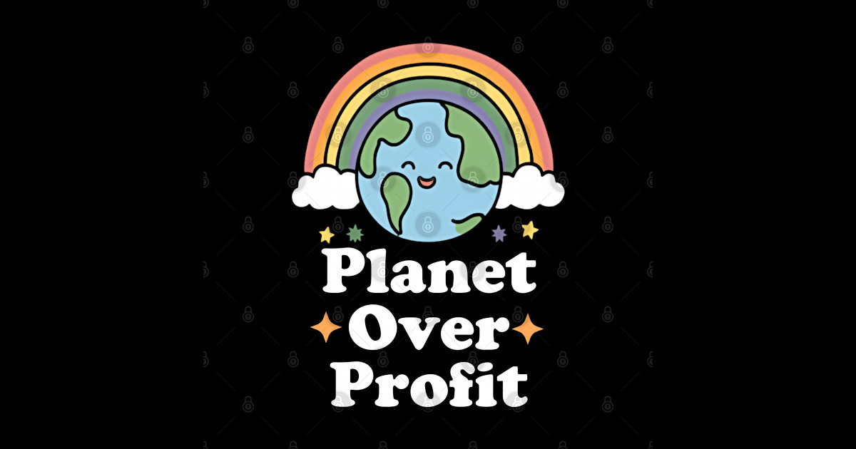 Planet Over Profit Earth day design with cute rainbow - Earth Day ...