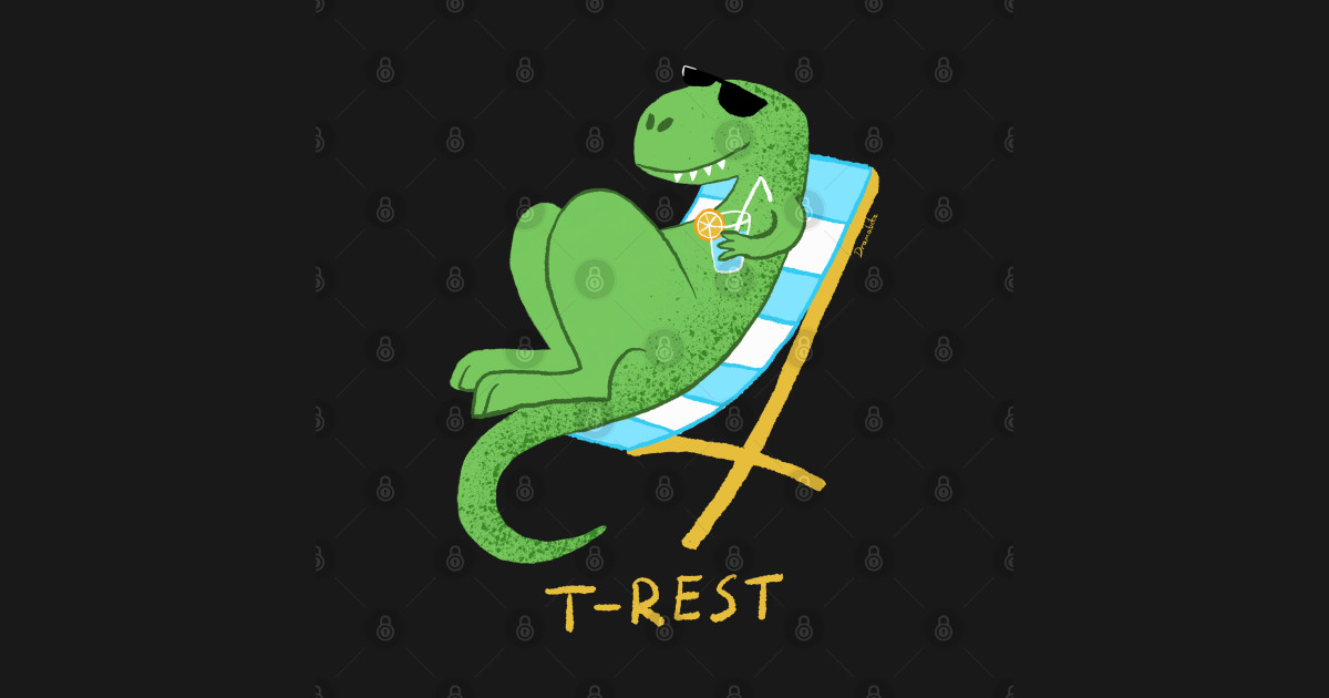 Dramabite T-Rest T-Rex Cute TRex Relax Holiday Beach Dinosaur Dino ...