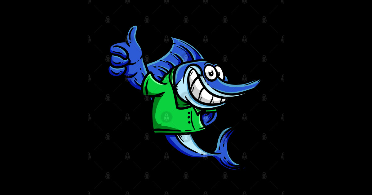 Cute Anthropomorphic Human-like Cartoon Character Swordfish in Clothes ...