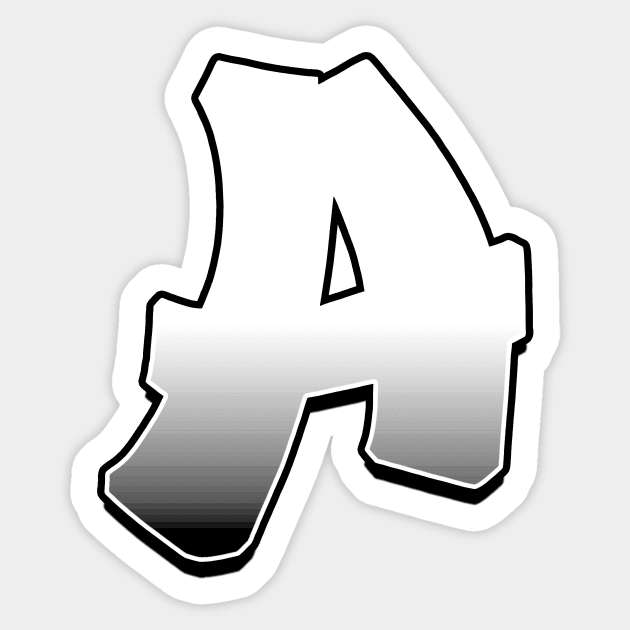Letter A - White / Grey fade - A - Sticker | TeePublic
