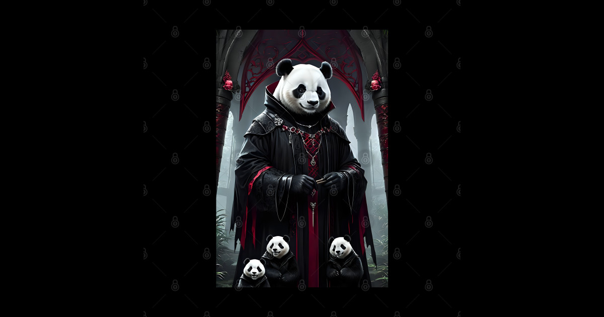 Beautiful gothic panda - Panda - Sticker | TeePublic