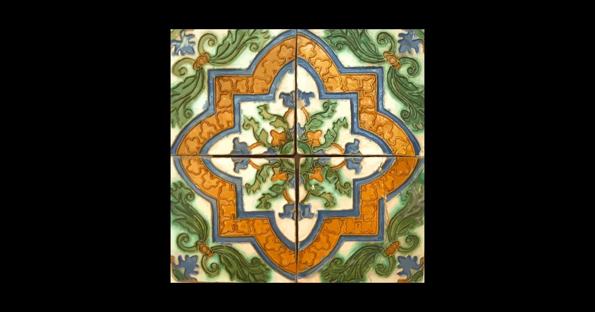 16th Century Spanish Floral Tile Pattern - Spanish Tile - Posters and ...