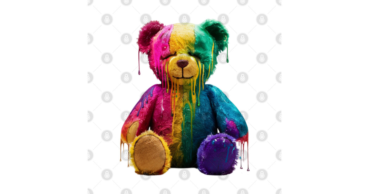 Colour Dripping Teddy Bear - Teddy Bear - T-Shirt | TeePublic