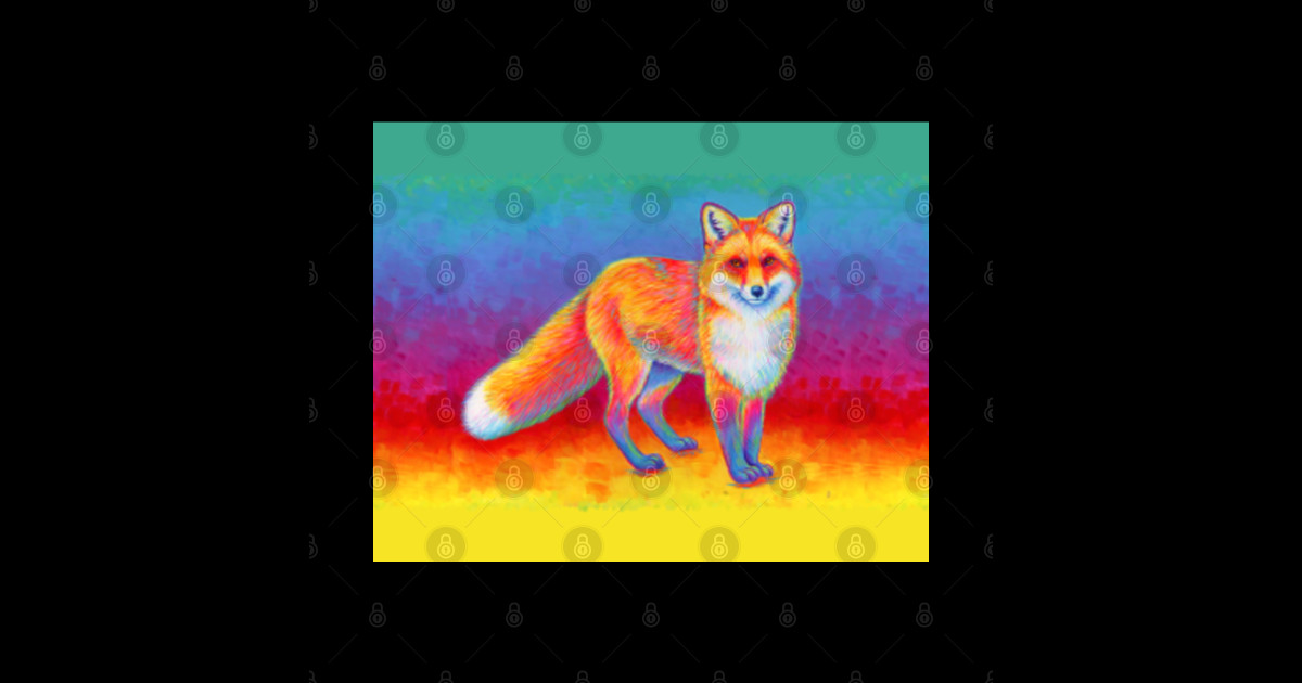 Rainbow Red Fox - Red Fox - Posters and Art Prints | TeePublic