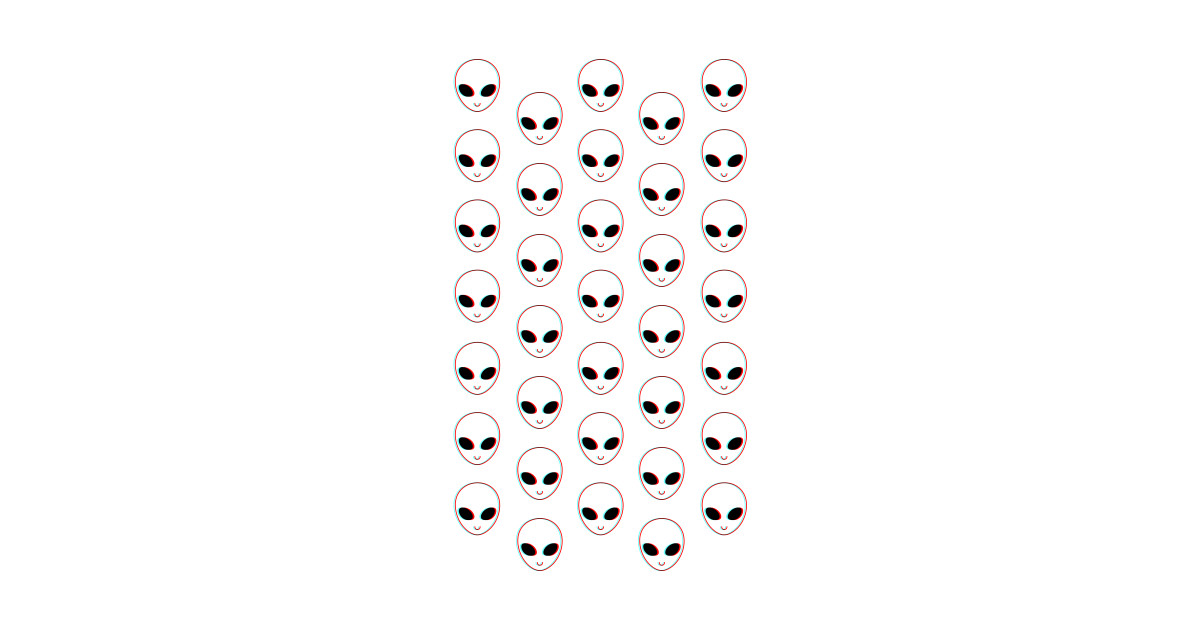 Alien Face Pattern 3D Aesthetic UFO - Alien Face - T-Shirt | TeePublic