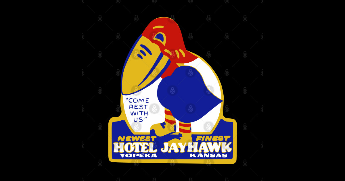 Hotel Jayhawk Topeka Kansas Vintage Travel Sticker - Jayhawk - Sticker ...