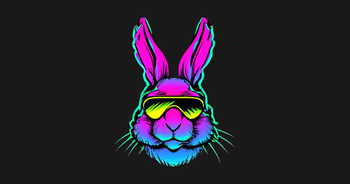 Electro Bunny Synthwave Retro Colorful - Bunny - T-Shirt | TeePublic