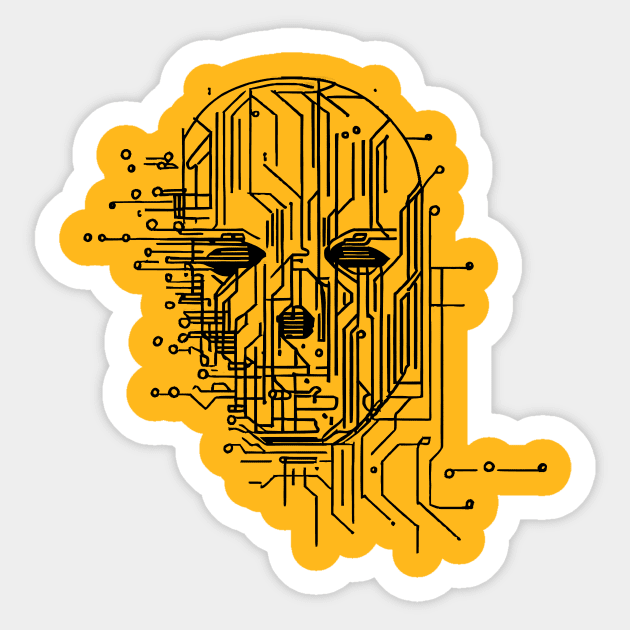Retro Futuristic Sci-fi Microchip Portrait - Retro Futurism - Sticker ...