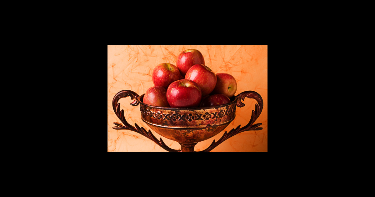 Brass bowl with fuji apples - Apple - Sticker | TeePublic