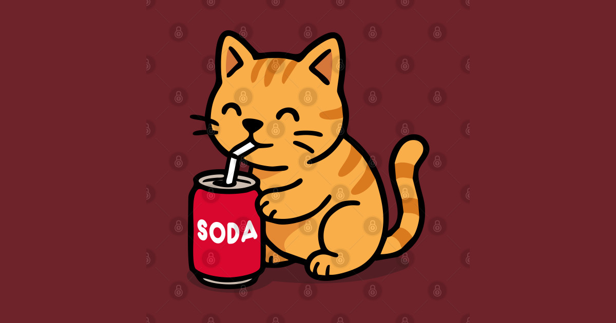 Cat drinking Soda - Cat Lover - T-Shirt | TeePublic