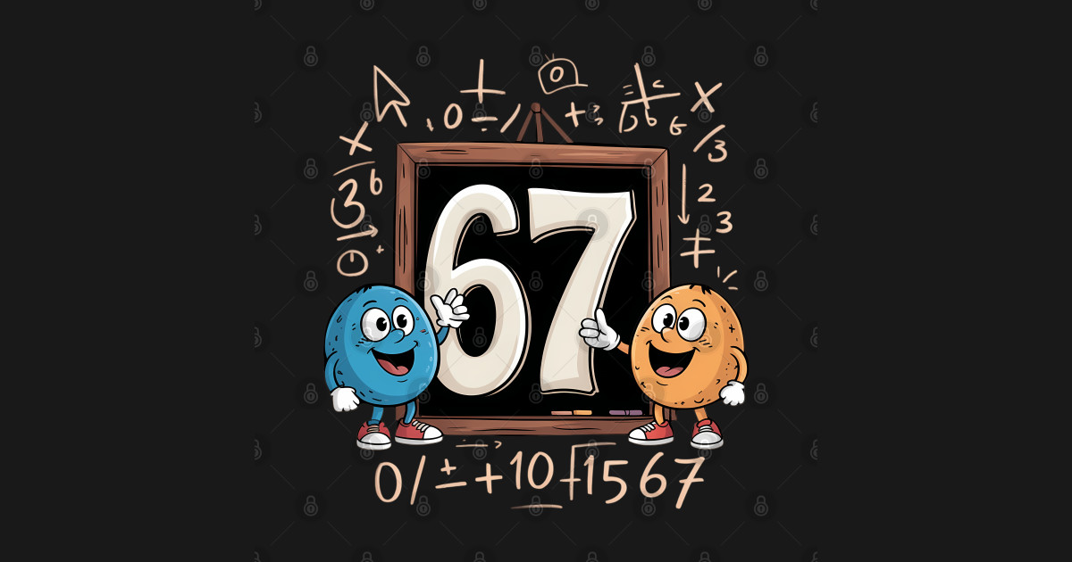 Six Seven Classroom 67 Chalkboard Cartoon Math Humor - Math Humor - T ...