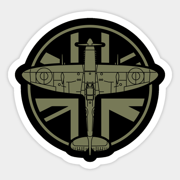 RAF Spitfire WW2 Fighter Plane Union Jack Flag - Spitfire - Sticker ...