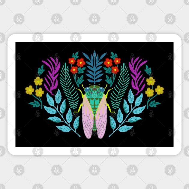Beautiful cicada amid the leaves - Cicada - Sticker | TeePublic
